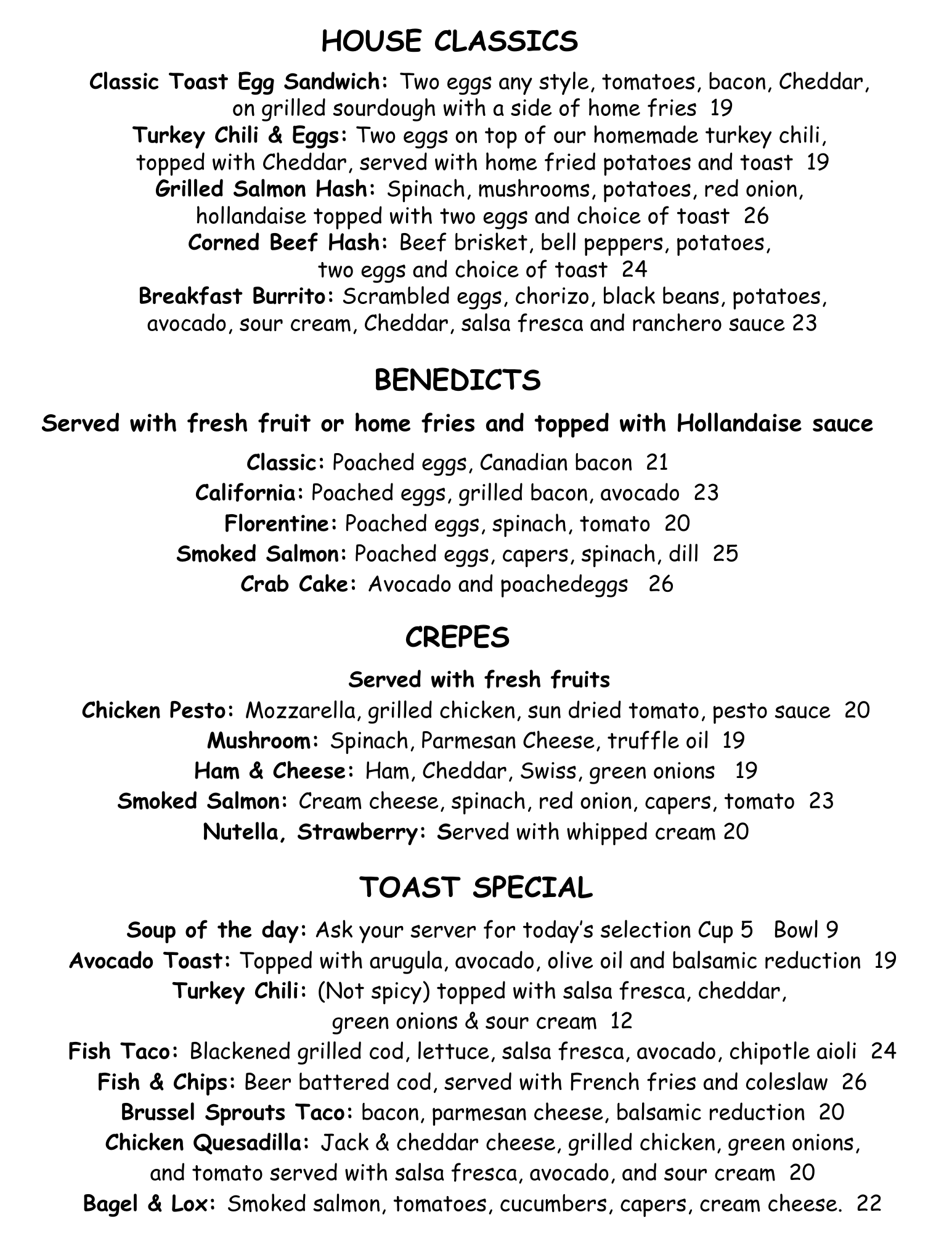 Menu - Toast Novato